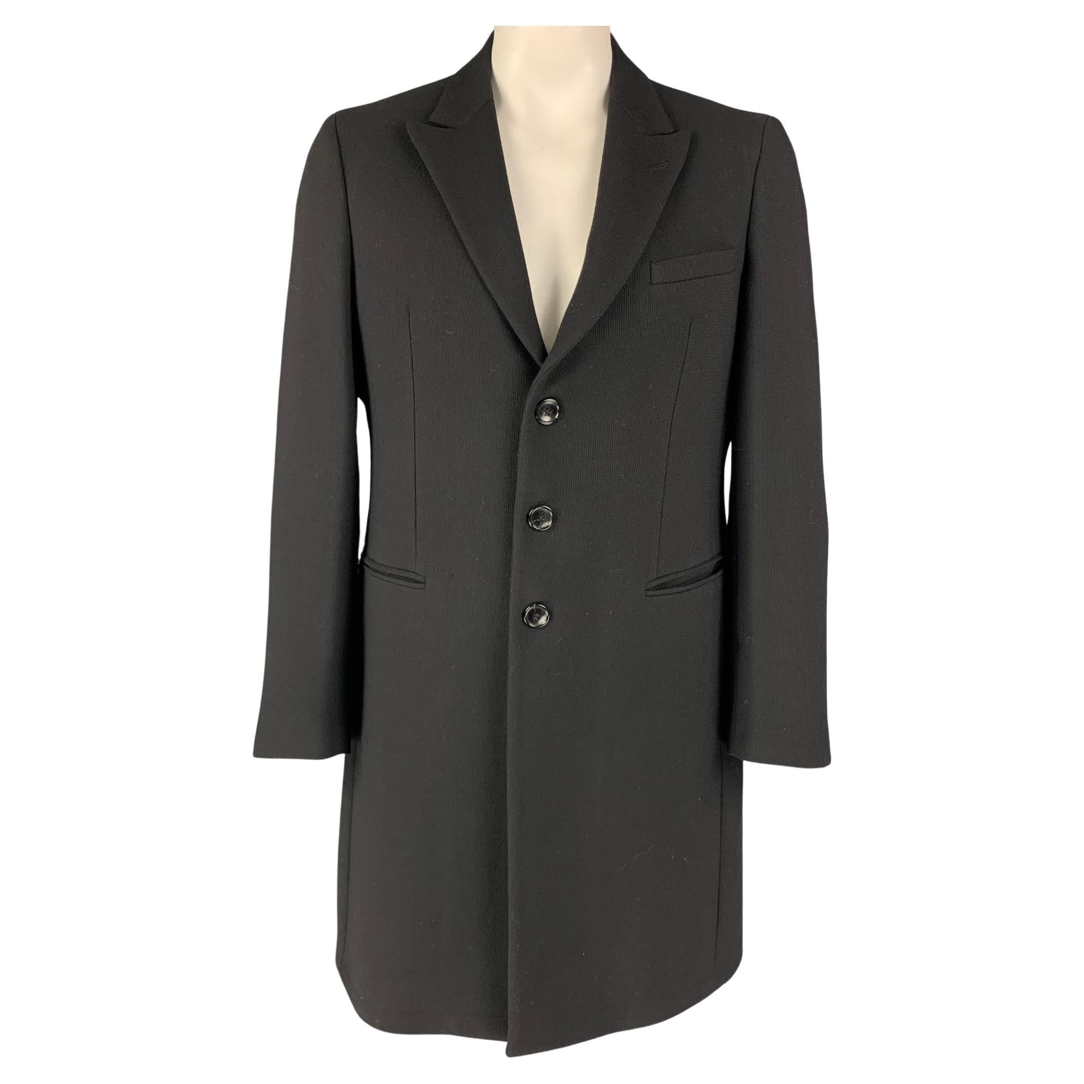 EMPORIO ARMANI Size 4 Black White Wool Blend Tweed Collarless Coat For ...