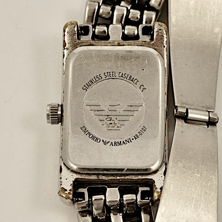 Emporio Armani Stainless Steel Rectangular Quartz Wrist Watch with ...