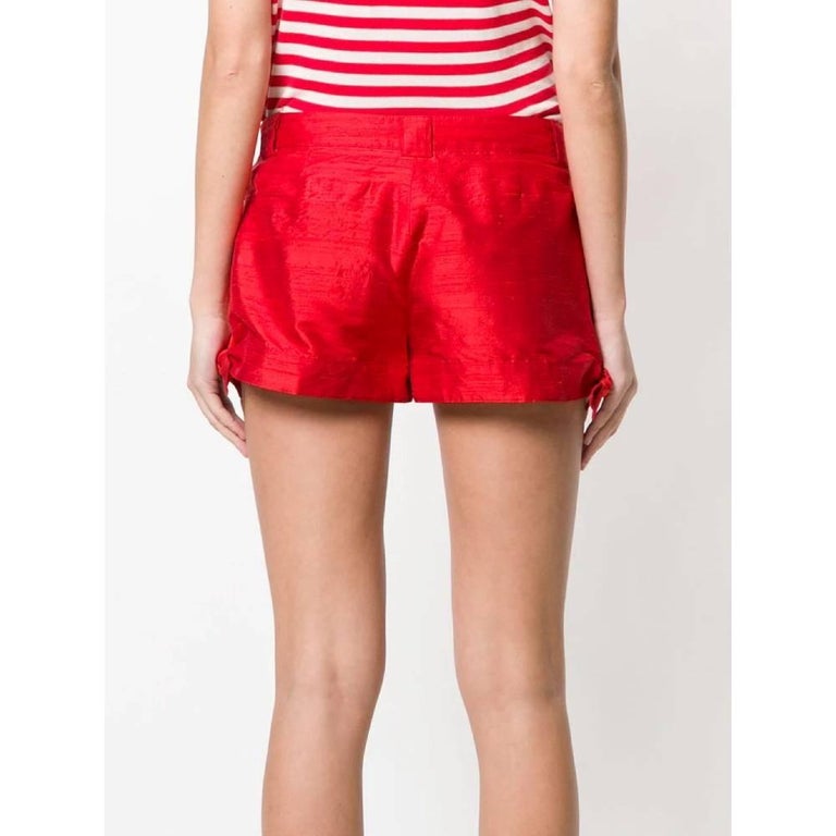 Emporio Armani Vintage red shantung silk 90s shorts For Sale at 1stDibs