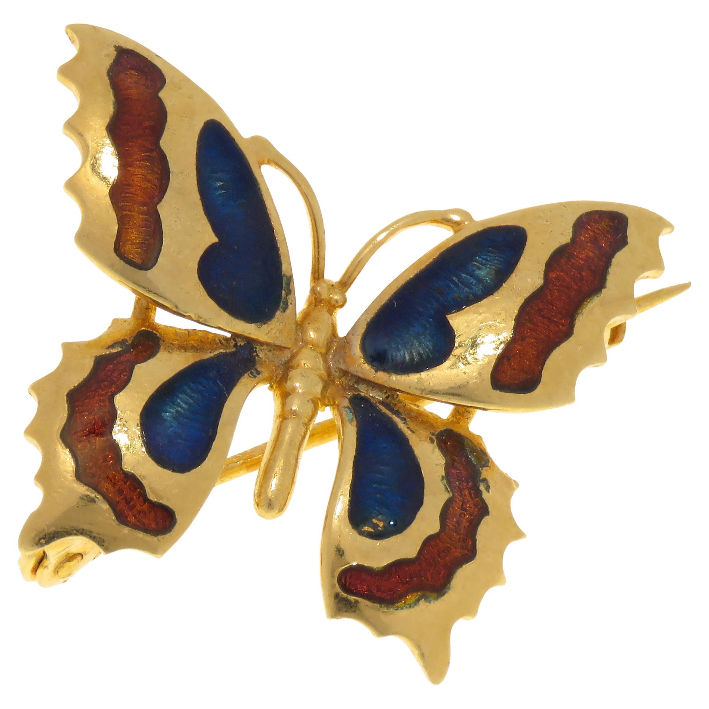 Vintage Silver Enamel Butterfly Brooch by Alioto Adriana of Genova ...