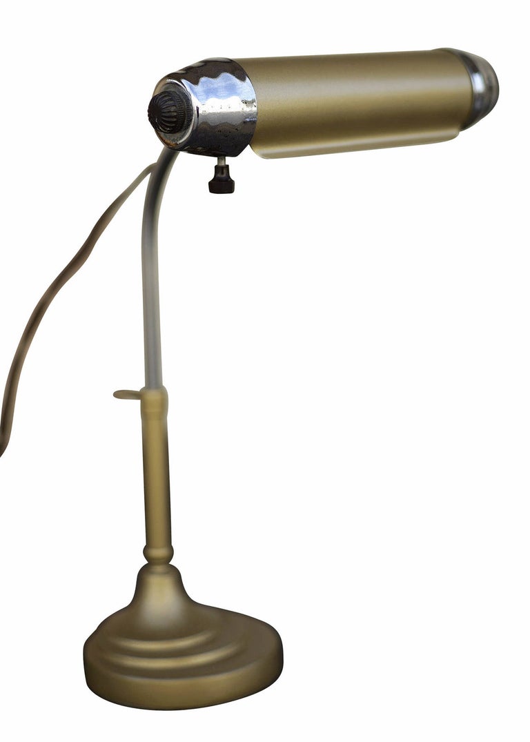 Enamel and Chromium Streamline Bankers Desk Lamp at 1stDibs