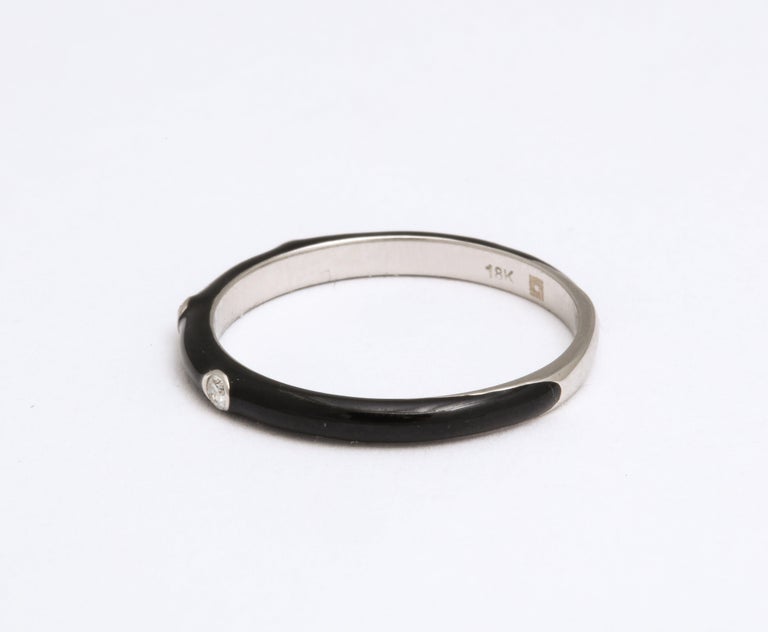 Customizable Enamel and Diamond Gold Stacking Rings For Sale at 1stDibs
