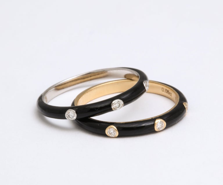 Customizable Enamel and Diamond Gold Stacking Rings For Sale at 1stDibs