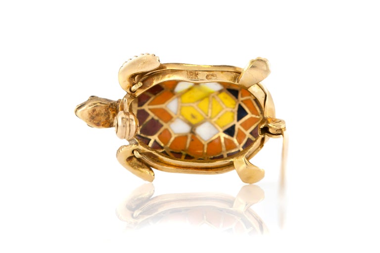 Enamel and Gold Turtle Pin For Sale at 1stDibs