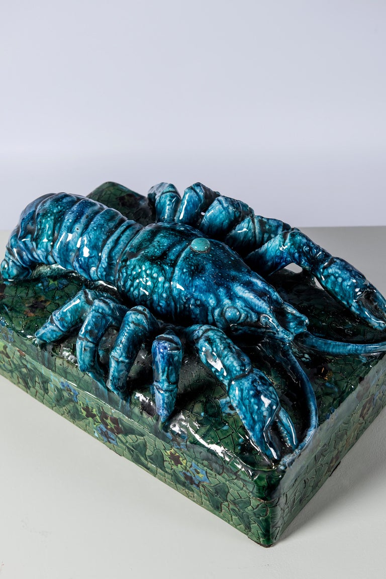 Enamel Ceramic Lobster Box, Art Nouveau Period, France, circa 1900 For ...