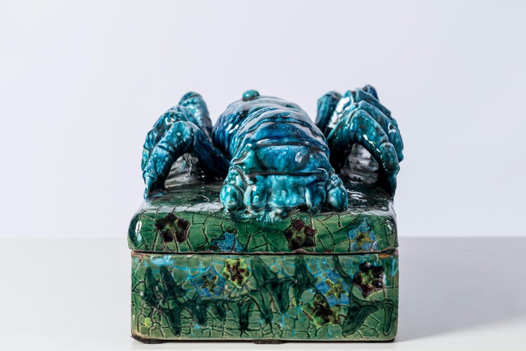 Enamel Ceramic Lobster Box, Art Nouveau Period, France, circa 1900 For ...