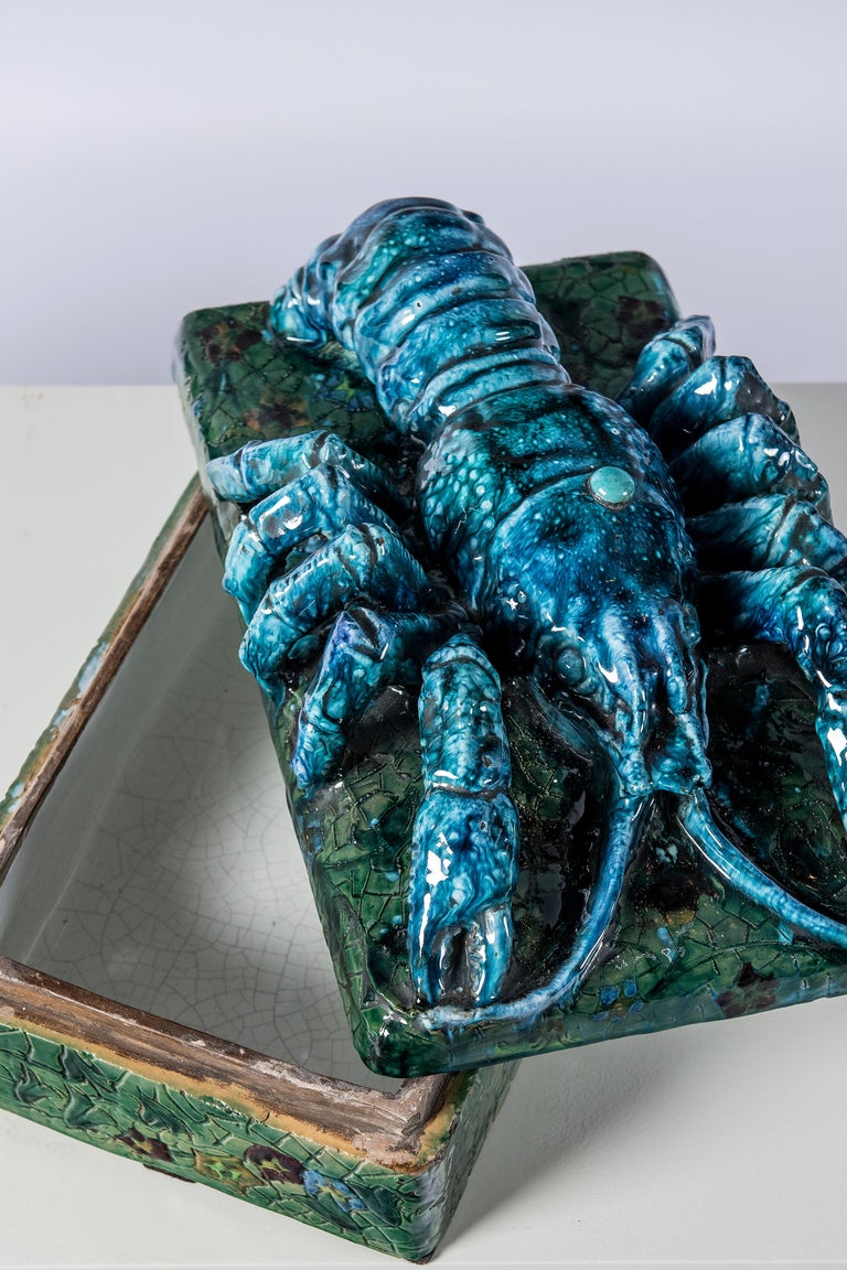 Enamel Ceramic Lobster Box, Art Nouveau Period, France, circa 1900 For ...