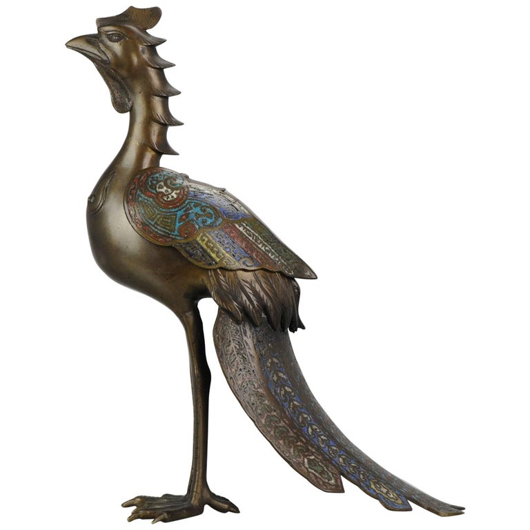 Enamel Cloisonné Censer Shape of a Fenghuang Ho Ho Bird, Japan, Edo or ...