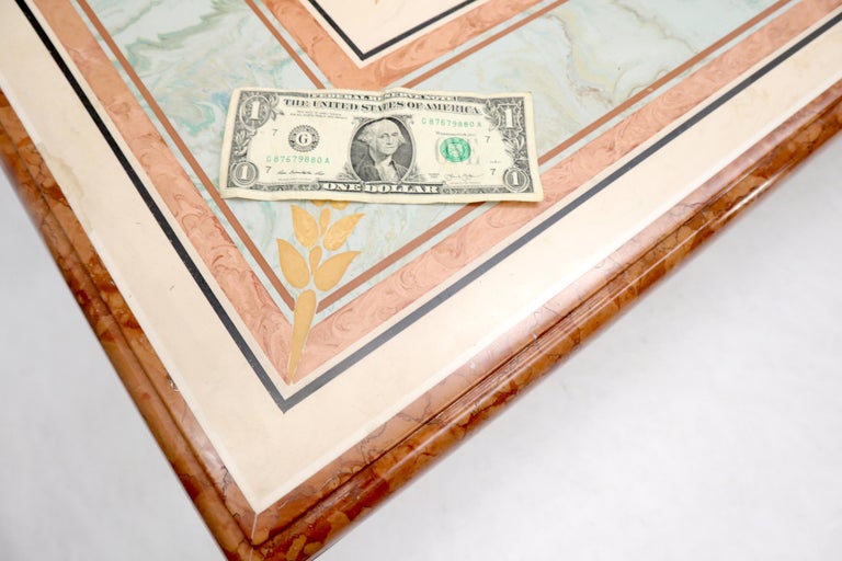 Enamel Decorated Marble Top Dining Table on Carved Gold Lyre Shape ...
