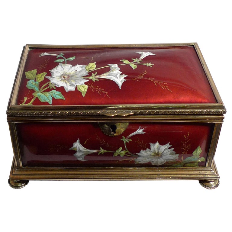 Enamel Hand Painted Hinged Box For Sale at 1stDibs