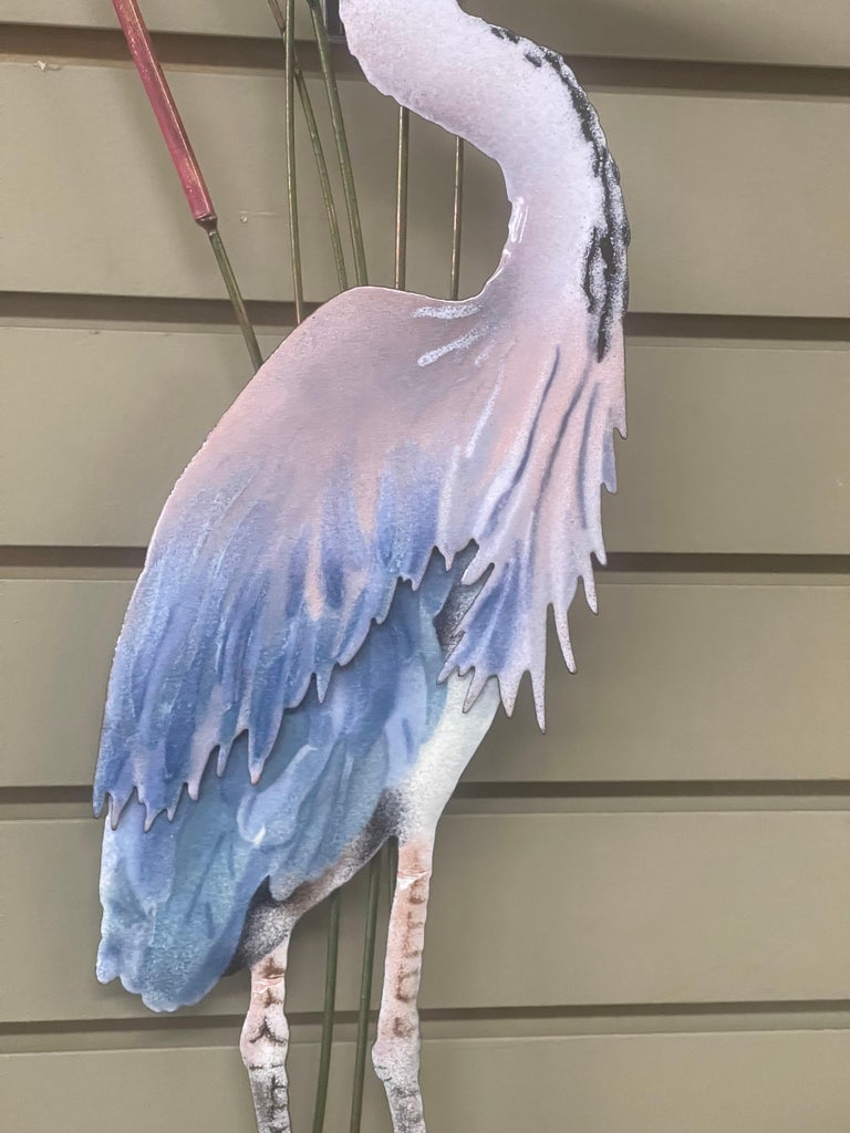 Enamel / Mixed Metals Crane Wall Sculpture by Bovano For Sale at 1stDibs