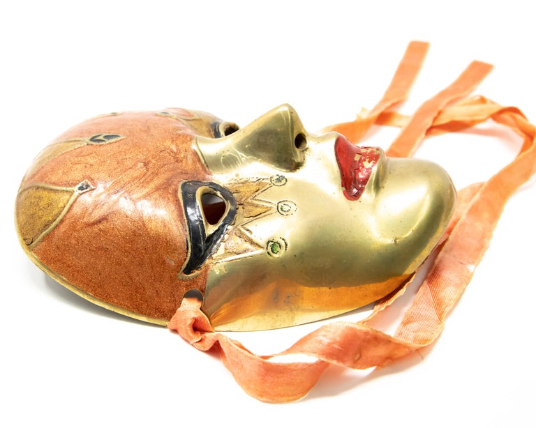 Enamel over Brass Masquerade Masks with Ribbon For Sale at 1stDibs ...