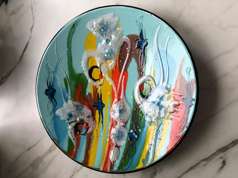 Enamel Plate with an Abstract Pattern in Vivid Colors, Europe, 1960s ...