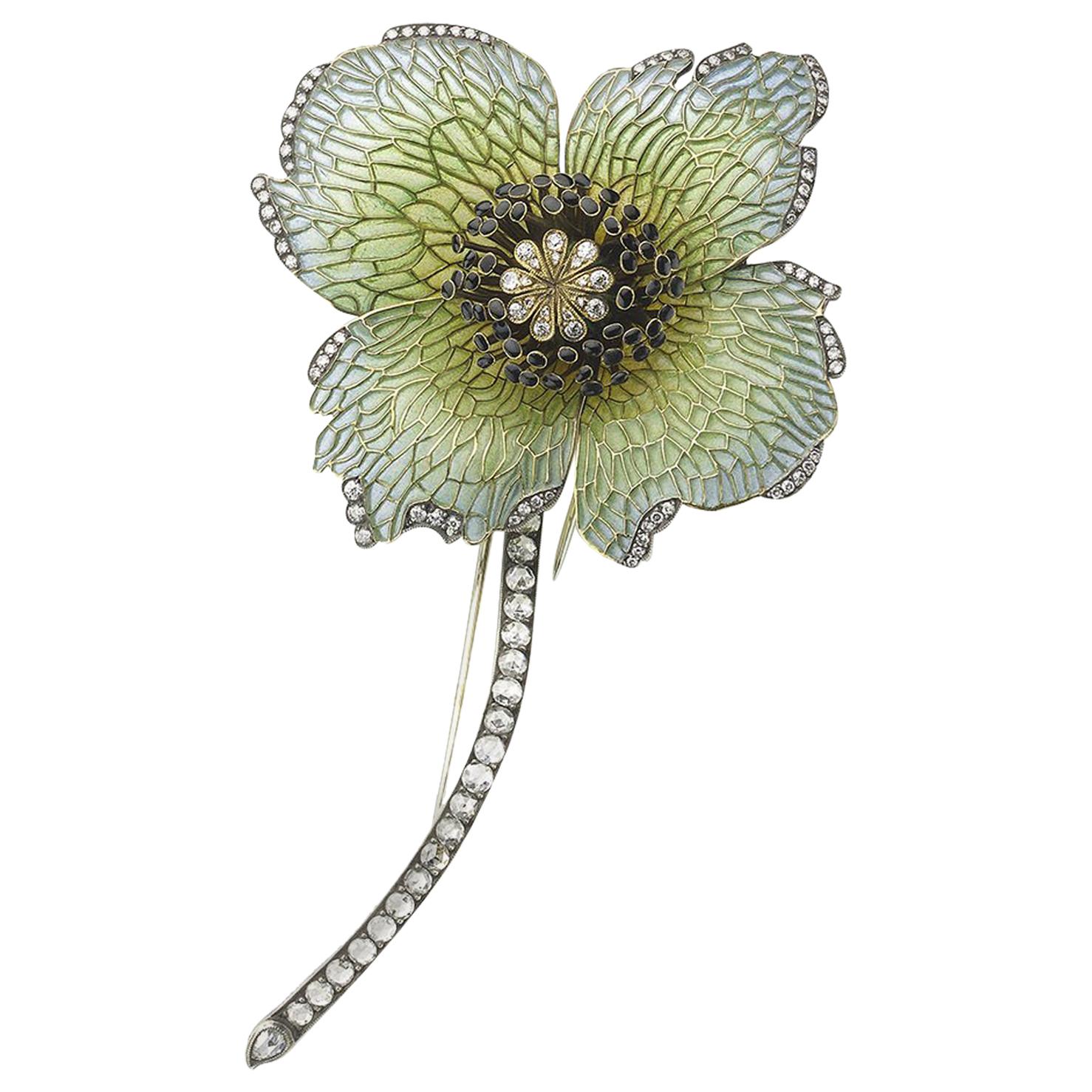 Poppy Head Flower Brooch at 1stDibs