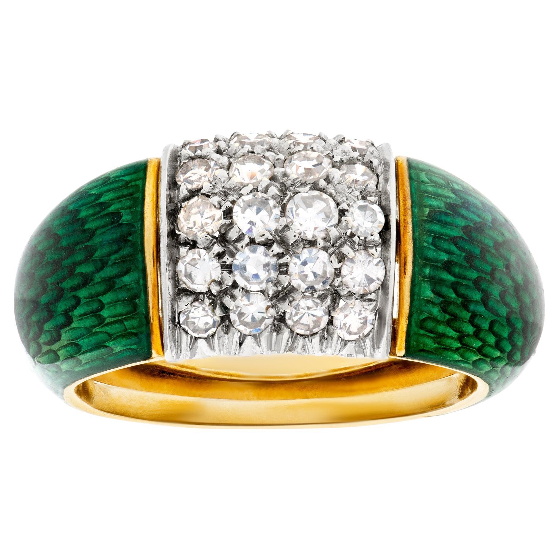 Rustic Diamond Sculpture Ring with Diamond Pave Frosting in 18k Yellow ...