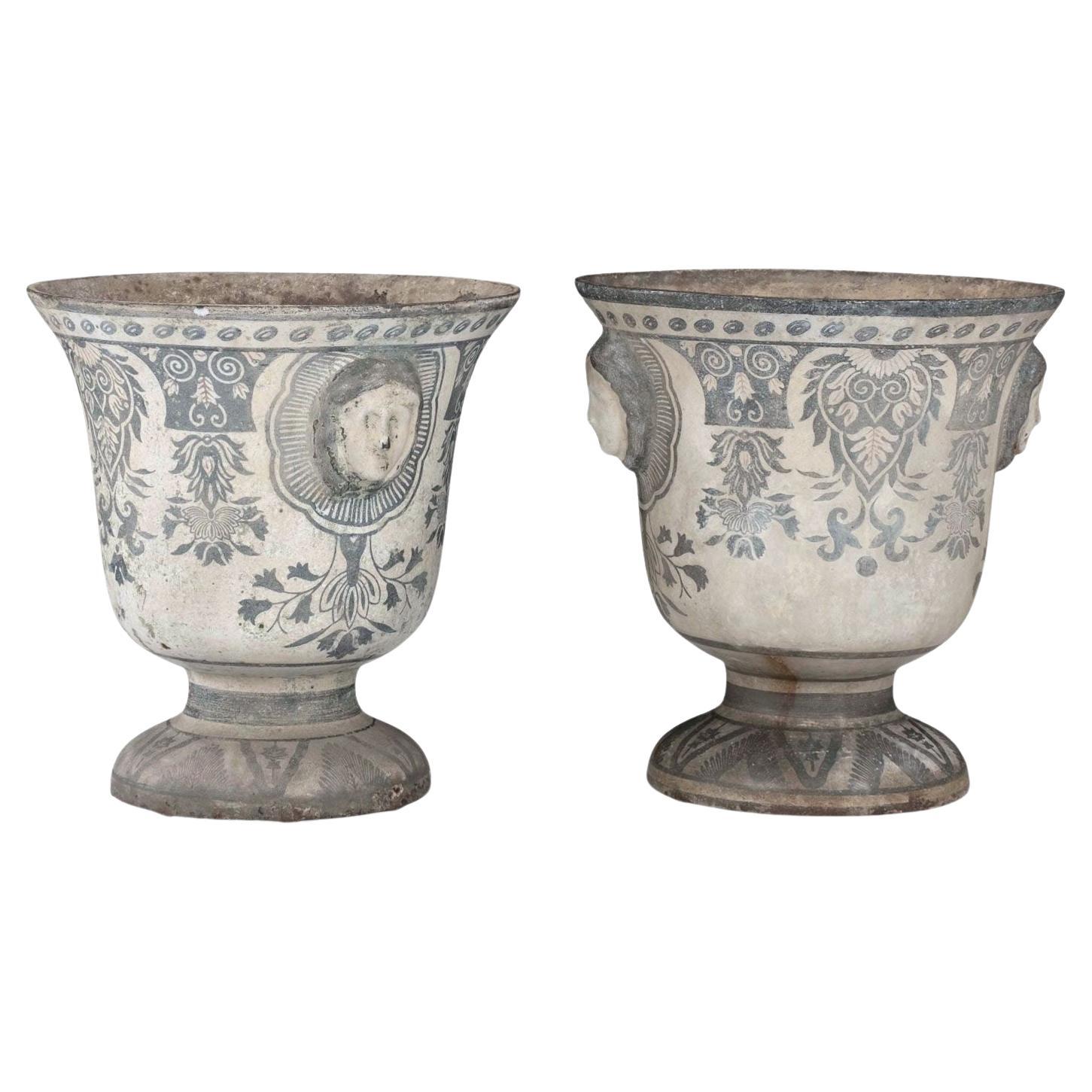1920s French Cast Iron Urns, a Pair at 1stDibs