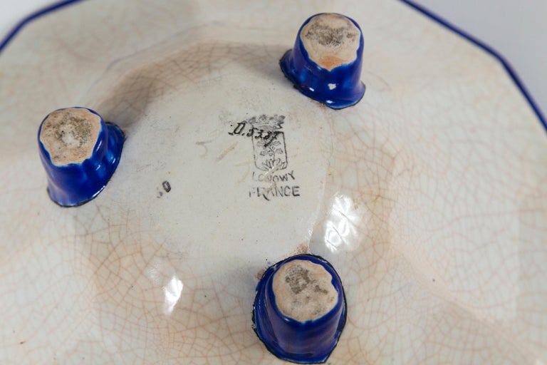 French Enameled Ceramic Footed Bowl, Emaux de Longwy, circa 1930 at 1stDibs