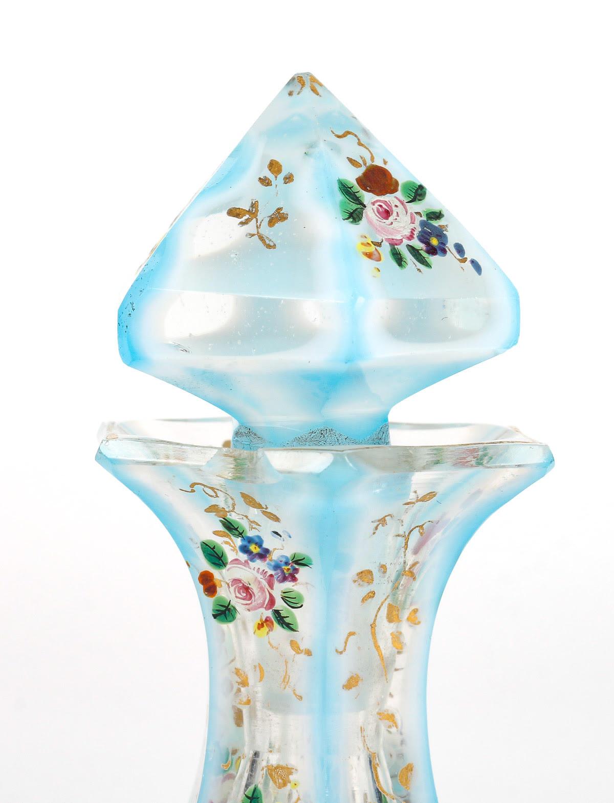 Enamelled Blue Opaline Bottle, 19th Century. For Sale at 1stDibs