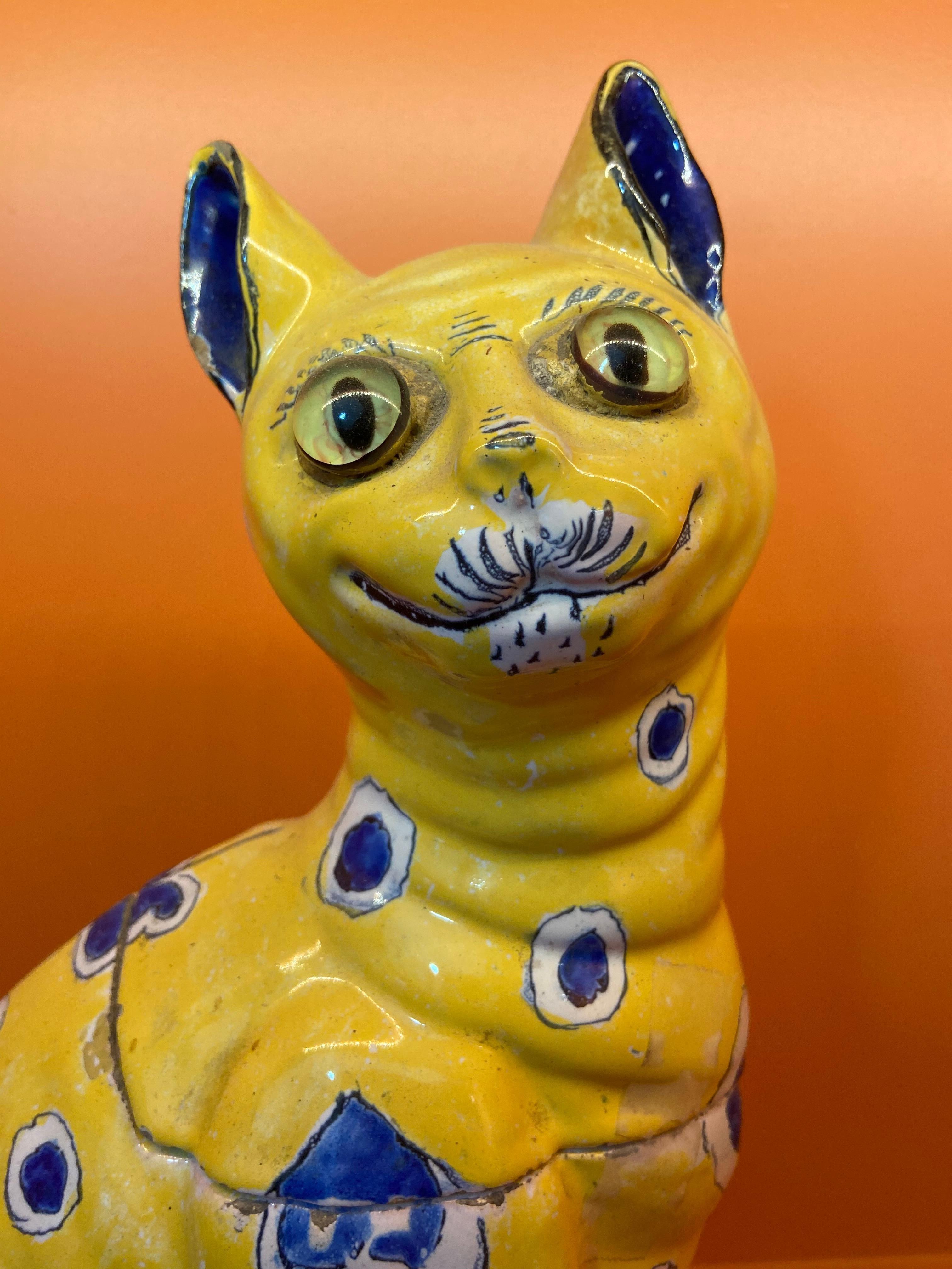 Enamelled Earthenware Tobacco Jar Representing a Cat by Emile Galle ...