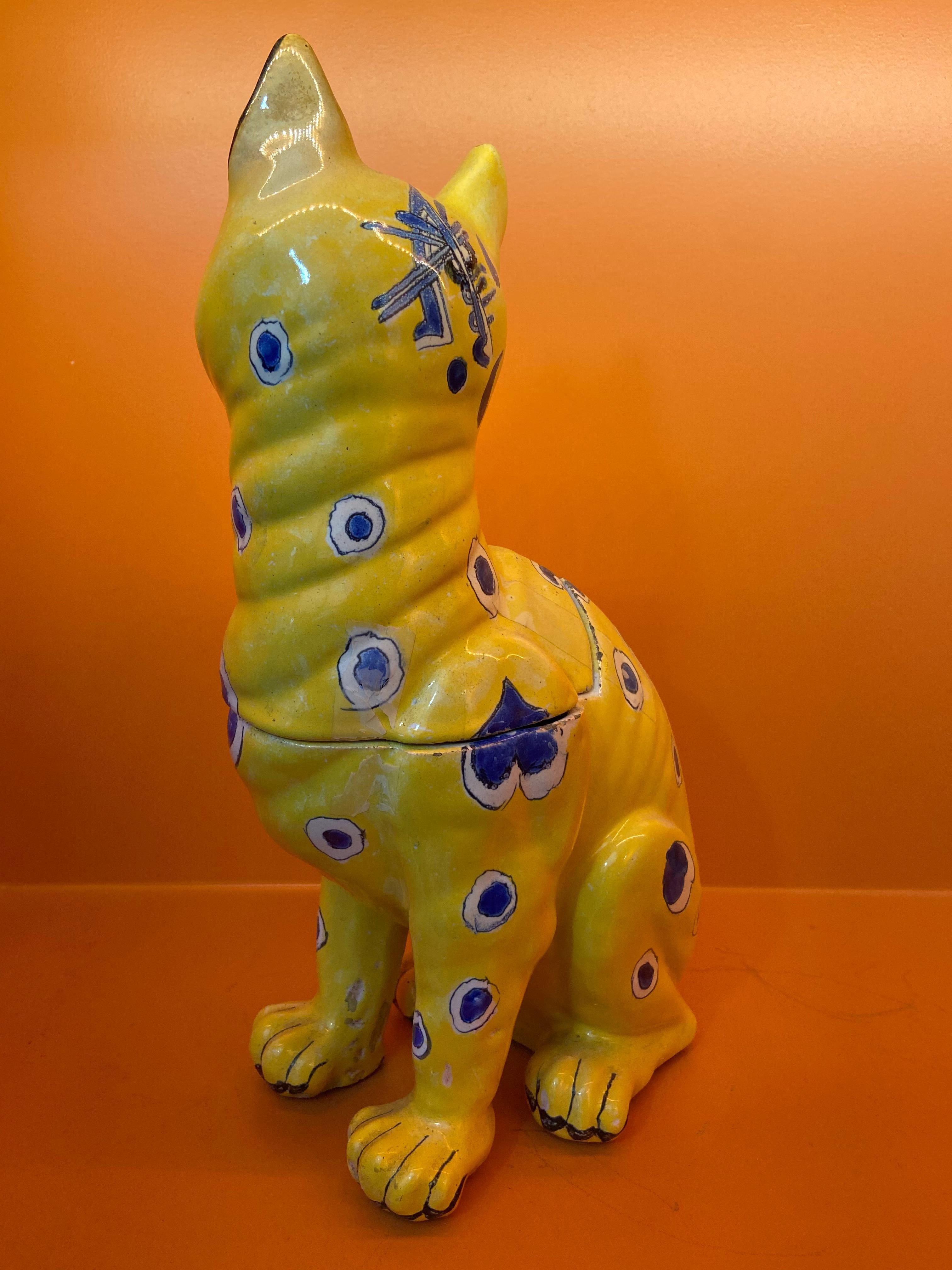 Enamelled Earthenware Tobacco Jar Representing a Cat by Emile Galle ...