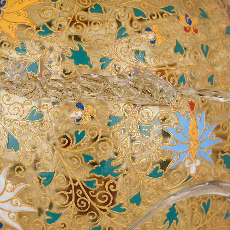 Enamelled Glass Vase with Arabesque Patterns by Moser at 1stDibs