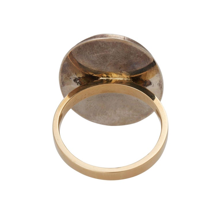 Enamelled Ladies' Ring Attached Ring Head with Floral Decoration ...