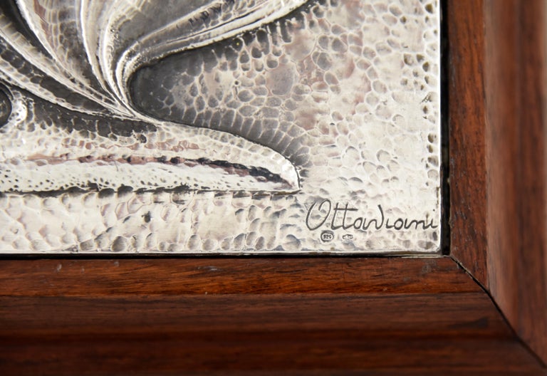 Ottaviani Sterling Silver Wall Panel Vase with Flowers enameled 1960 ...