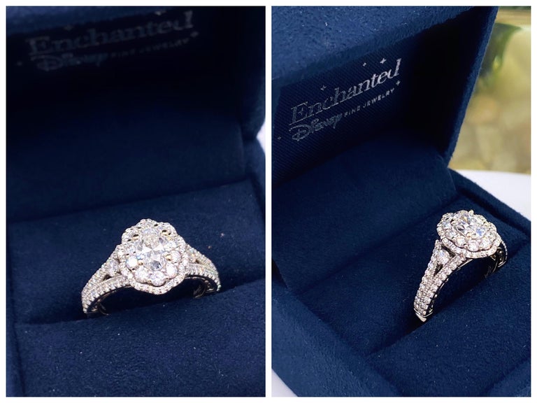 Enchanted Disney Belle 1 1/4 Carat Oval Diamond Double Frame Ring Box ...
