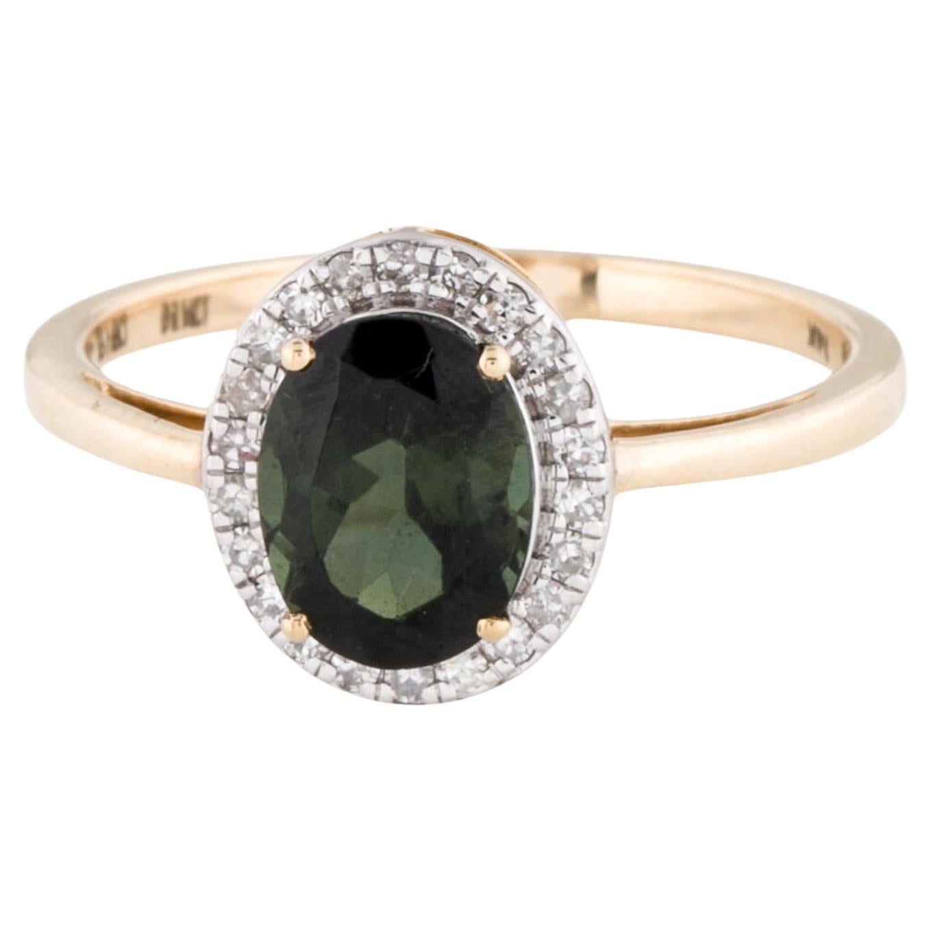 "Enchanted Forest Green Tourmaline and Diamond Ring in 14k Yellow Gold ...