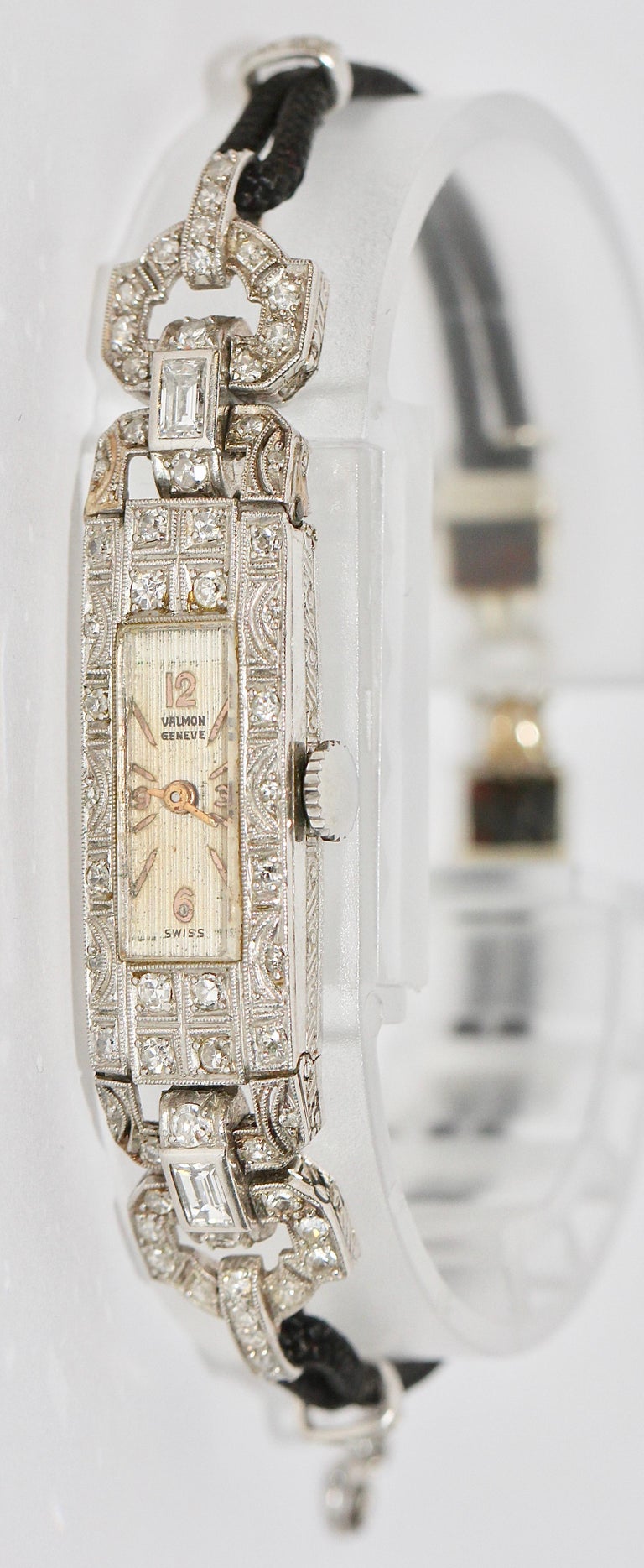 Enchanting Art Deco Platinum Ladies Wristwatch with Diamonds, Valmon ...