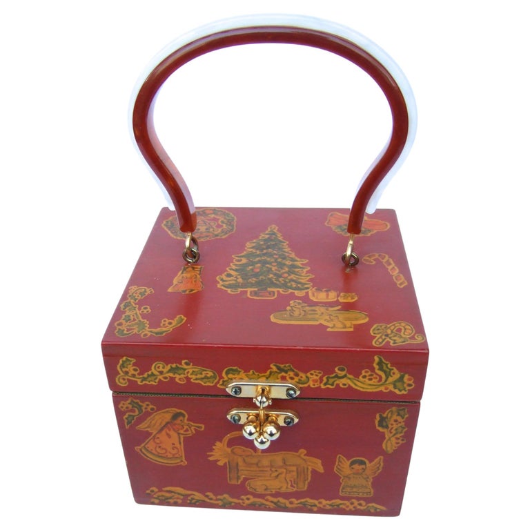 Enchanting Christmas Themed Handmade Wood Artisan Decoupage Box Purse c ...