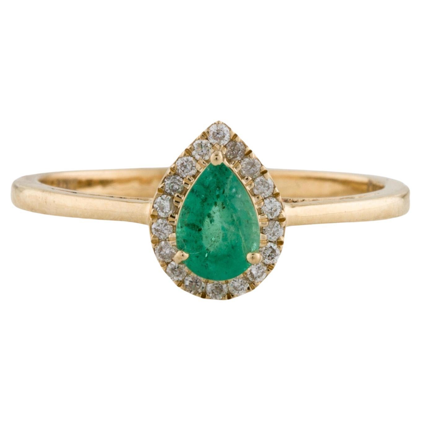 Enchanting Forest Ferns Emerald Ring in 14k Yellow Gold For Sale at 1stDibs