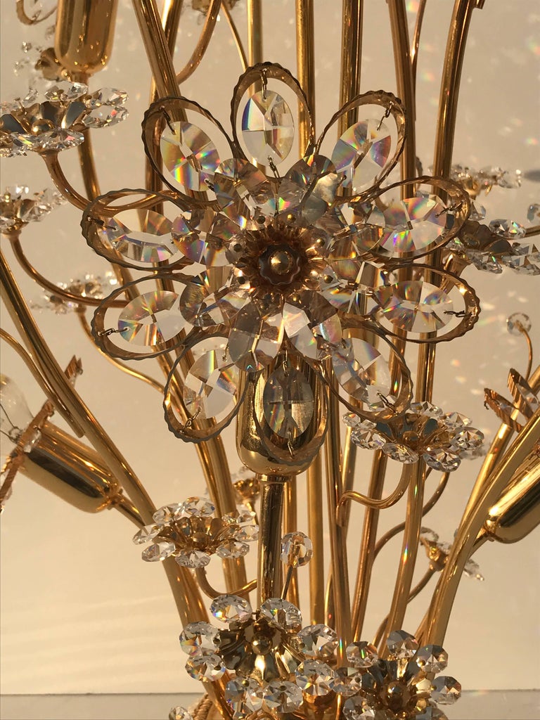 Illuminated Crystal Flower and Brass Floor Lamp by Palwa For Sale at ...