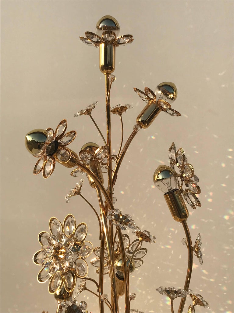 Enchanting Illuminated Crystal Flower and Brass Floor Lamp by Palwa at ...