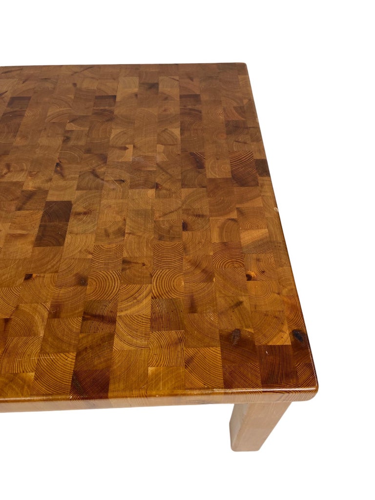 End Grain Pinewood Side Table For Sale at 1stDibs