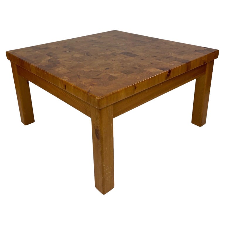 End Grain Pinewood Side Table For Sale at 1stDibs
