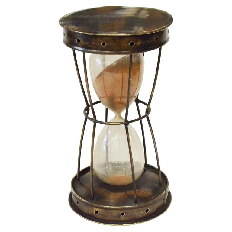 End XIX Century Brass and Glass Hourglass Antique Time Measuring ...