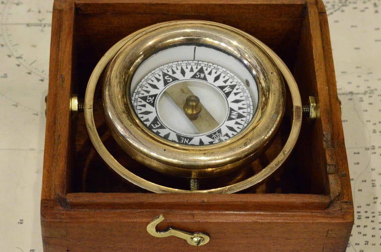 End XIX Century Dry Nautical Magnetic Compass Antique Marine Navigation ...