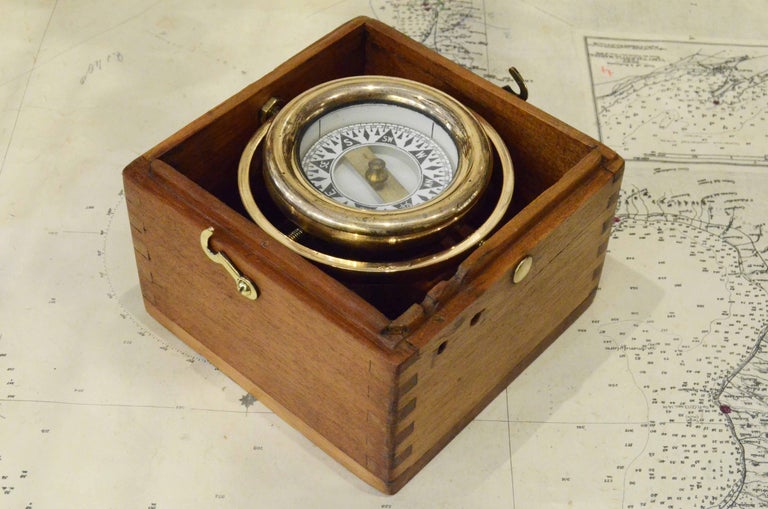 End XIX Century Dry Nautical Magnetic Compass Antique Marine Navigation ...
