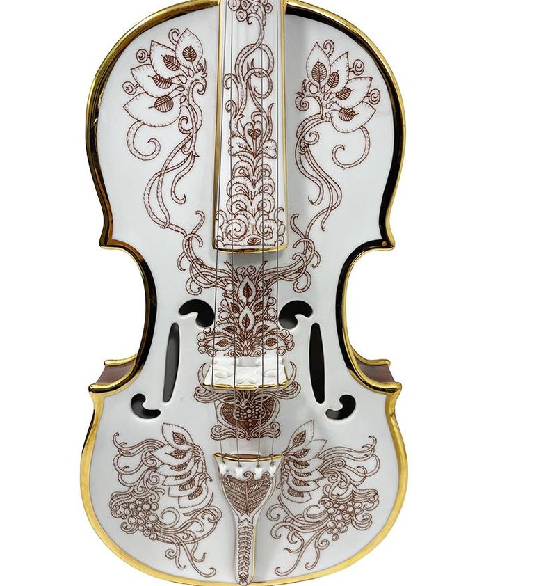 Endre László Szász for Hollohaza Porcelain Violin For Sale at 1stDibs
