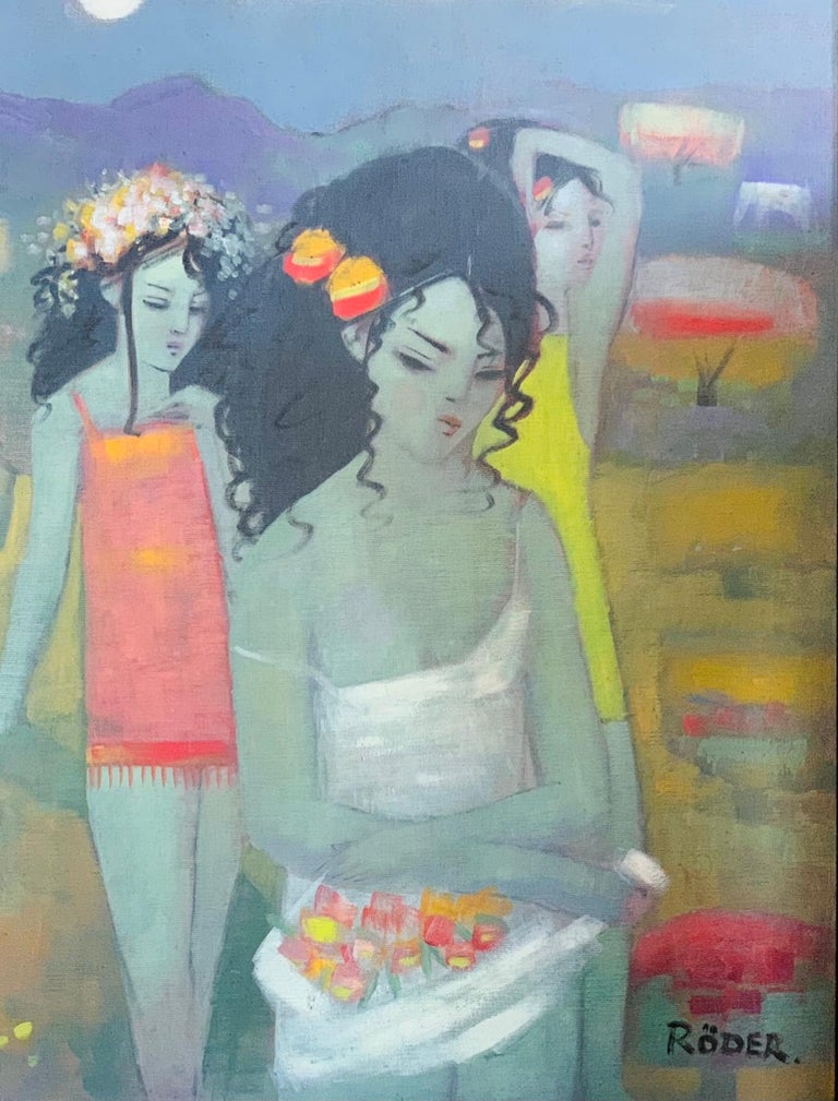 Endre Roder - Gathering Flowers by Endre Roder For Sale at 1stDibs