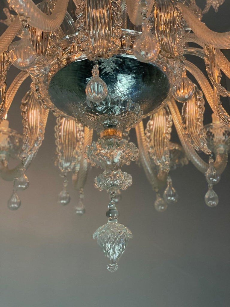 Venetian Chandelier in Colorless Murano Glass, 12 Arms of Light For ...