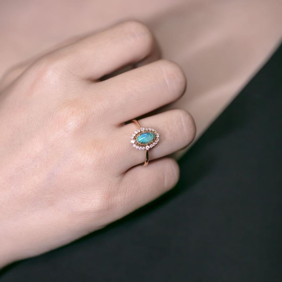 Engagement Ring: Australian Boulder Opal and Diamond in 18K Yellow Gold ...