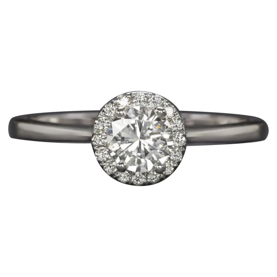1.01ct Round Brilliant Cut Diamond Halo Ring at 1stDibs