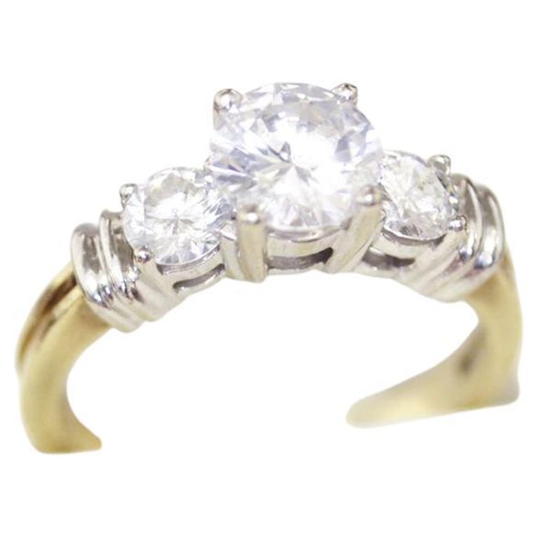 Engagement Ring, past Present Future Diamond Engagement Ring, 1.66ct ...