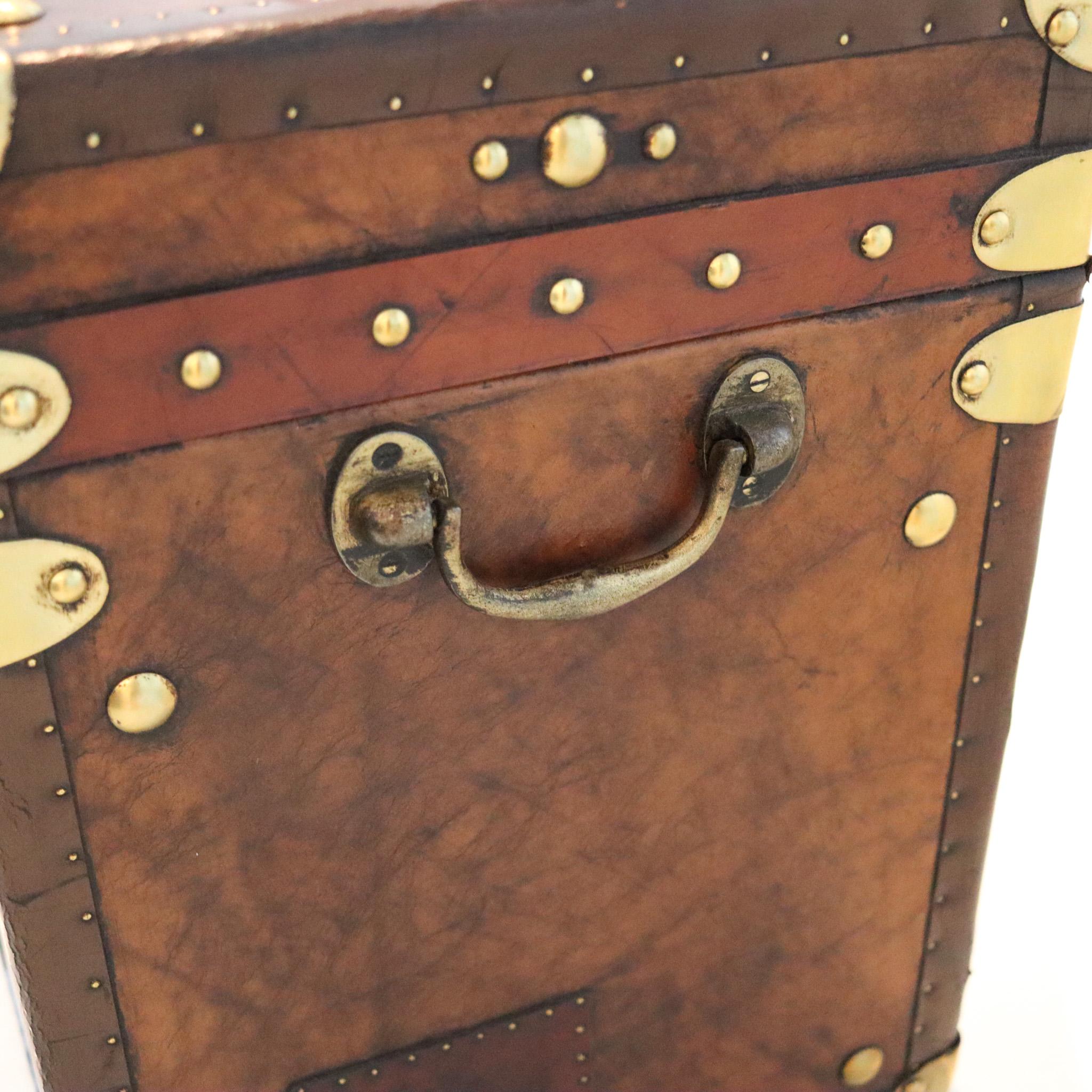 England 1900 Victorian Pair of Army Officer Travel Chests in Leather ...