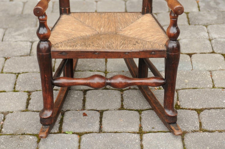 English 1800s Georgian Period Plum Wood Child's Rocking Chair with Rush ...