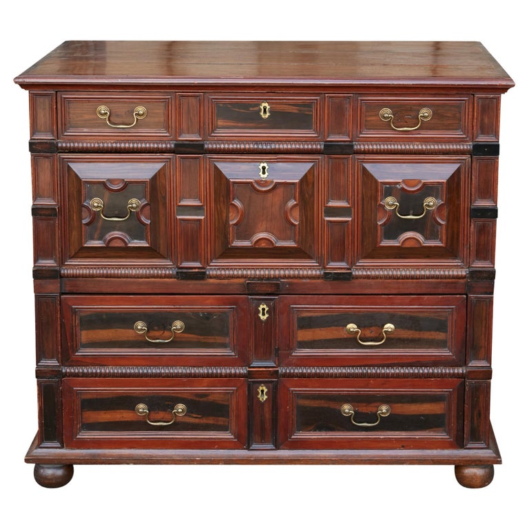 English 1810s Georgian Geometric Front Four-Drawer Chest with Macassar ...