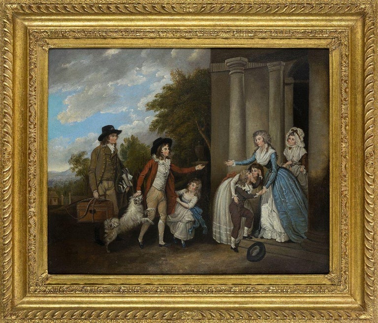 English 1820's - Fine English Georgian Oil Family Welcoming Son back ...