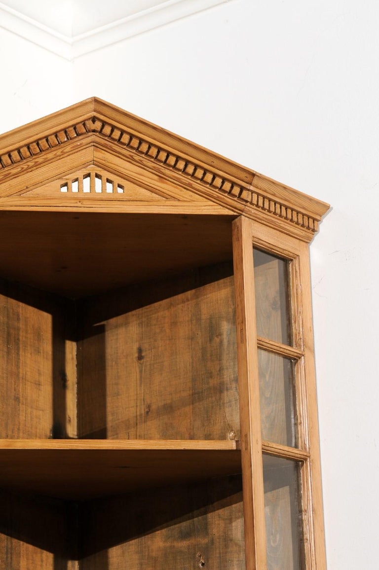 English 1875s Pine Hanging Corner Cabinet with Pointed Pediment and ...